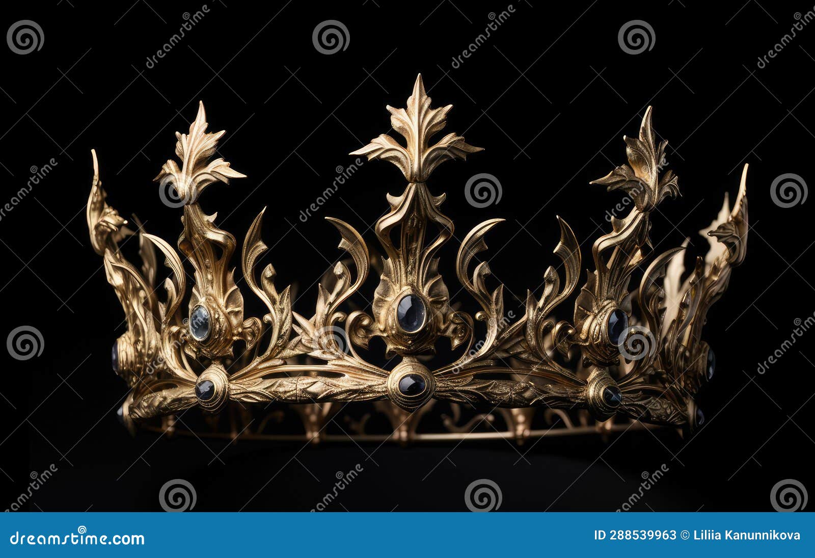 Exquisite Gilded Crown Set Against a Backdrop of Deep Black. a Creation ...