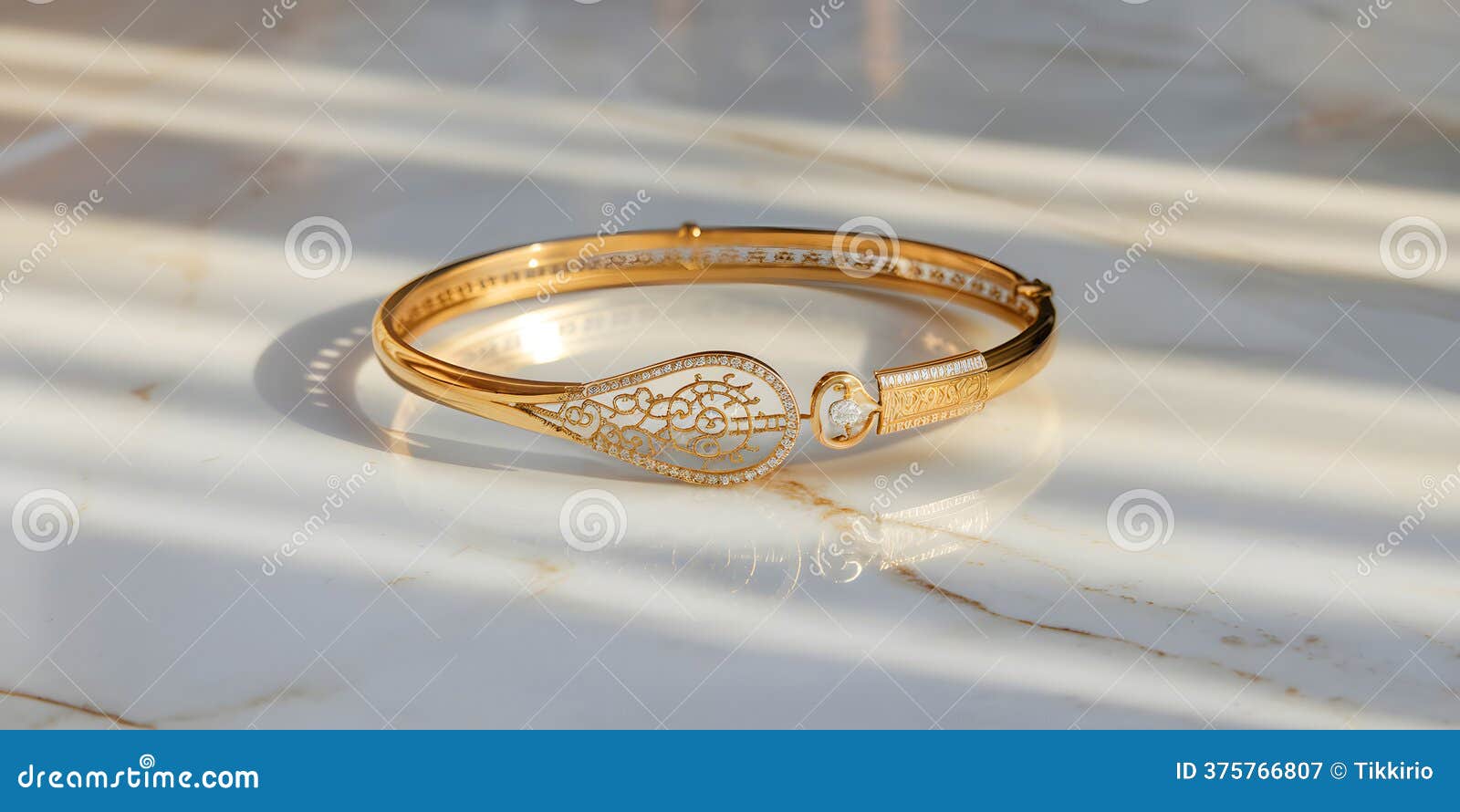 Exquisite Gold Bangle Bracelet With Intricate Designs And Diamond ...