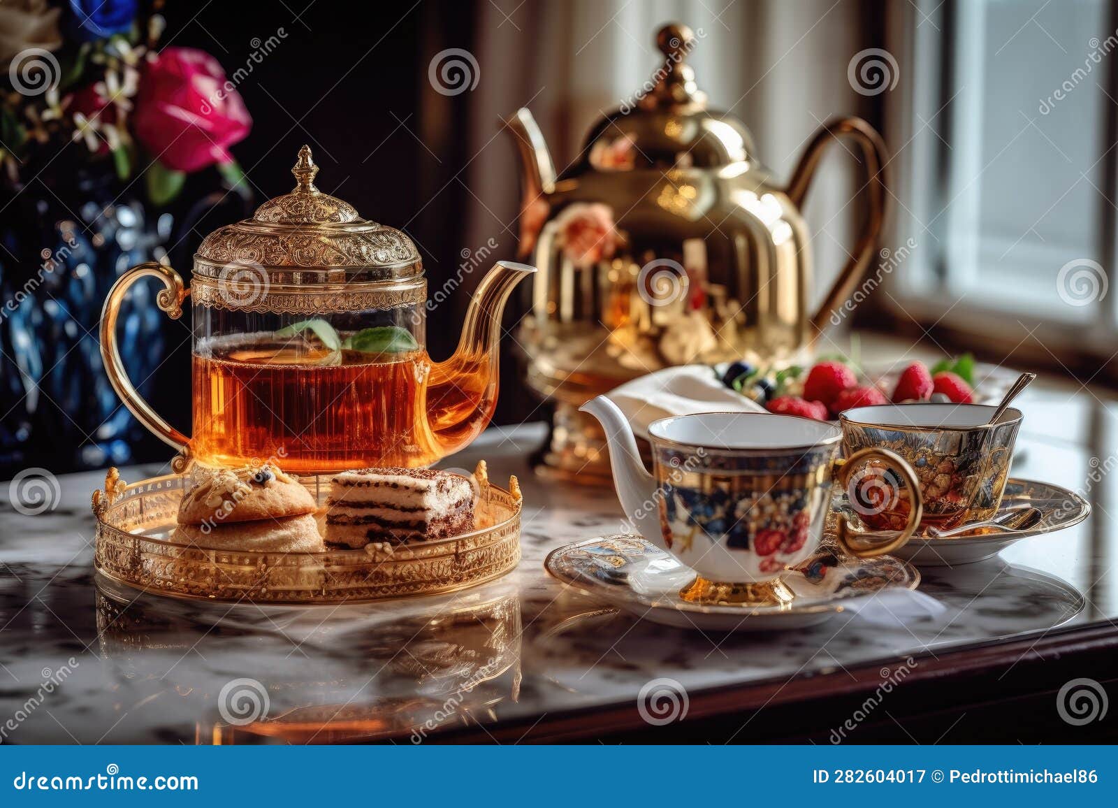 Exquisite High Tea stock illustration. Illustration of cooking - 282604017