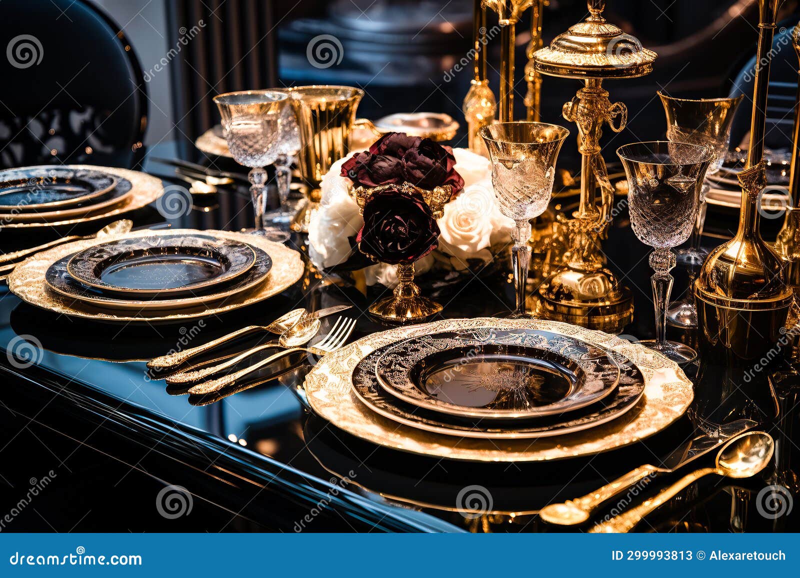 Exquisite Luxurious Table Setting for a Celebration Stock Image - Image ...