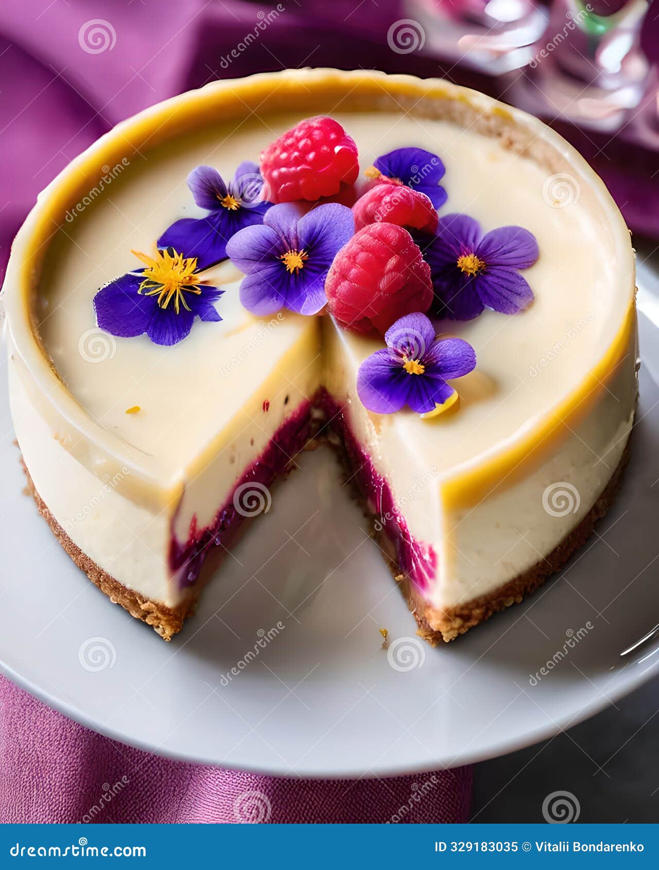 An Exquisite Raspberry And White Chocolate Cheesecake, Adorned With A Raspberry Glaze And Edible ...