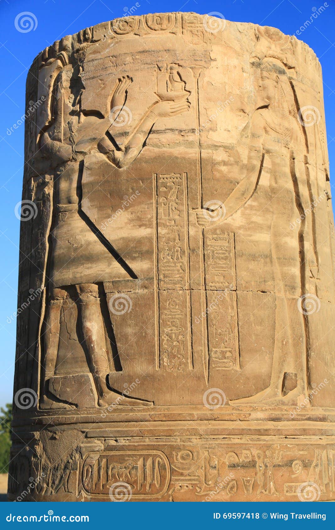Exquisite Reliefs in Temple Kom Ombo Stock Photo - Image of column ...