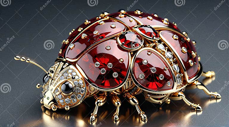 Exquisite Ruby Robotic Ladybug Stock Illustration - Illustration of ...