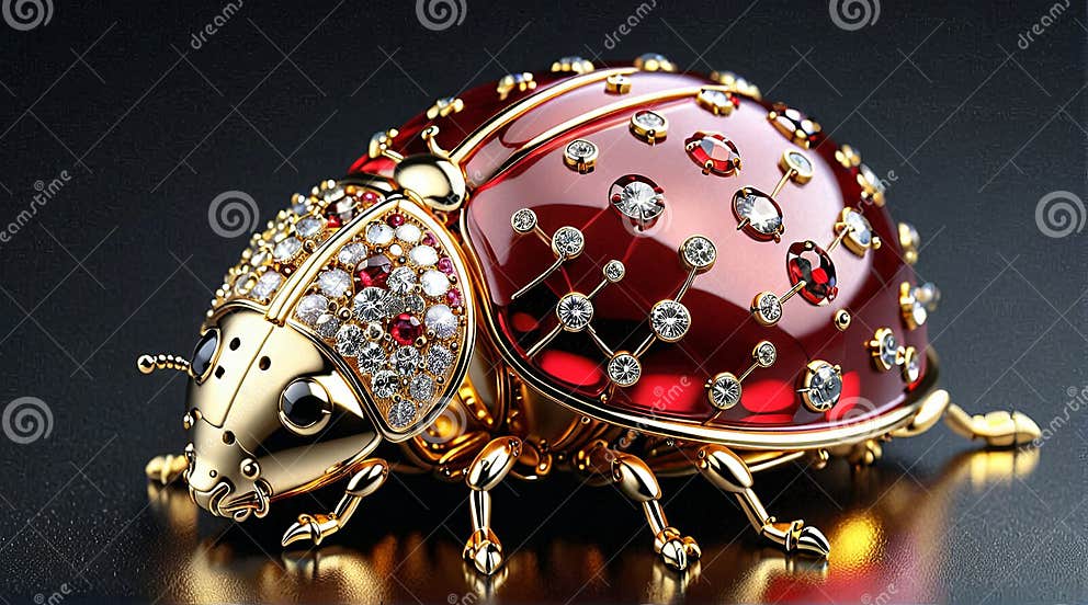 Exquisite Ruby Robotic Ladybug Stock Illustration - Illustration of ...
