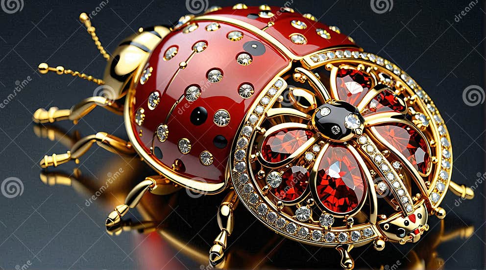 Exquisite Ruby Robotic Ladybug Stock Illustration - Illustration of ...