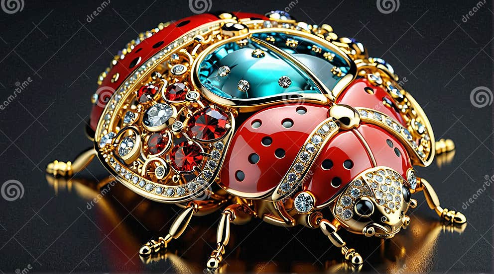 Exquisite Ruby Robotic Ladybug Stock Illustration - Illustration of ...