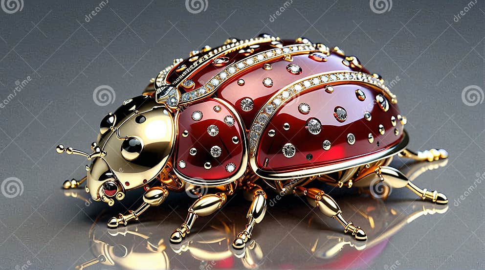 Exquisite Ruby Robotic Ladybug Stock Illustration - Illustration of ...