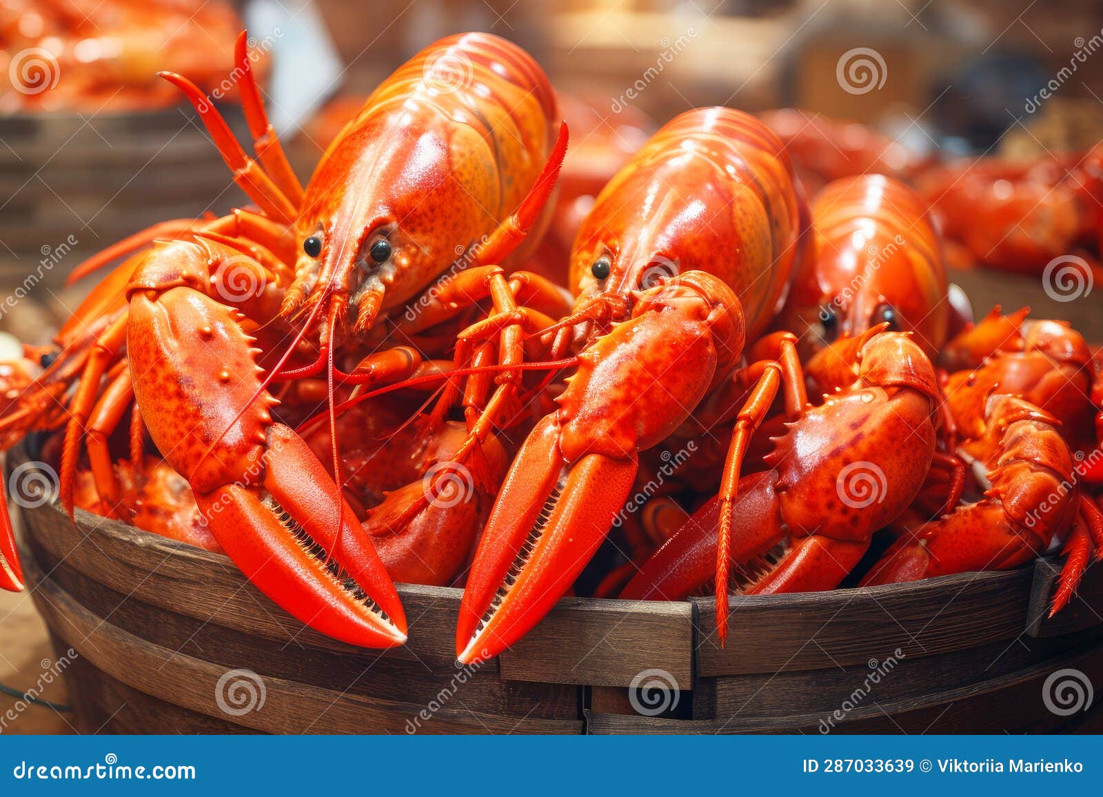 Exquisite Seafood Indulgence: Array of Cooked Red Lobsters Stock ...