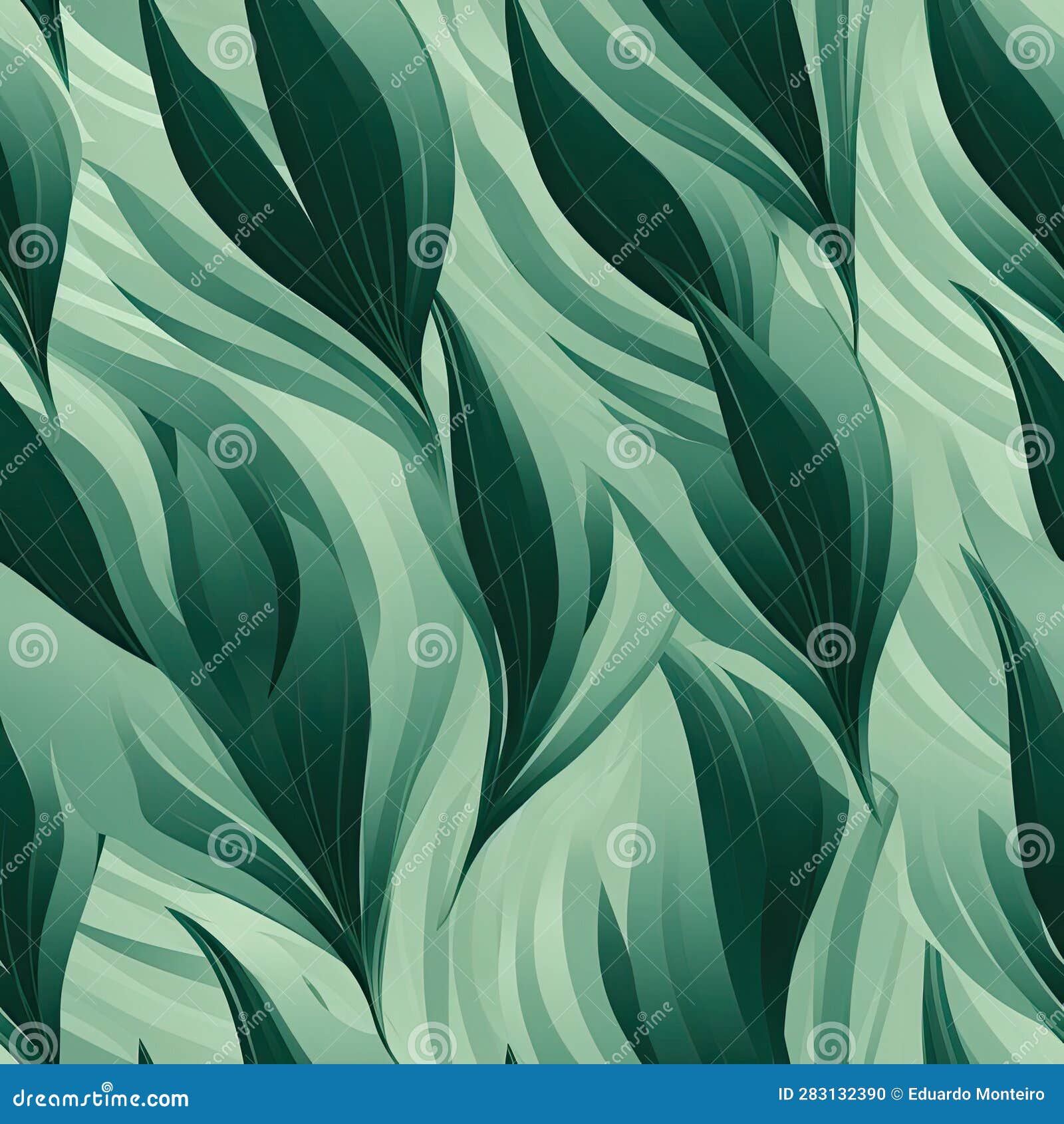 Exquisite Seamless Pattern of Wavy Green Leaves (tiled Stock ...