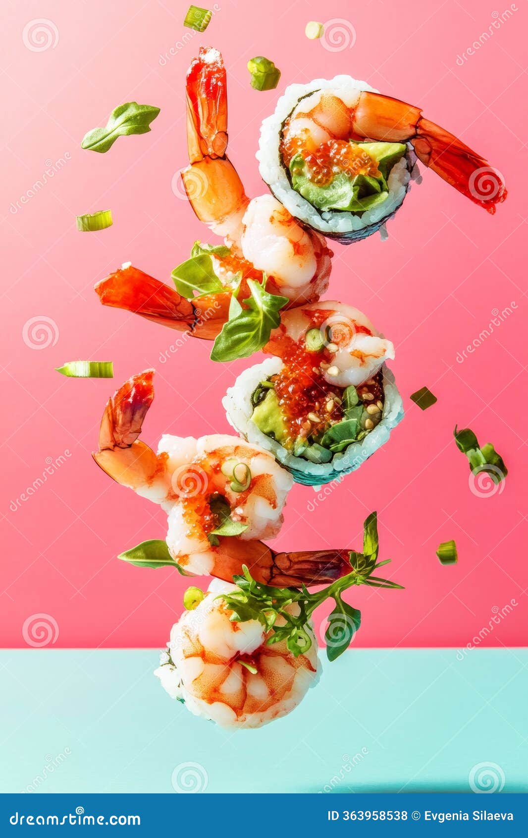 Exquisite Shrimp Fried Rice In Rustic Bowl With Flying Ingredients And ...