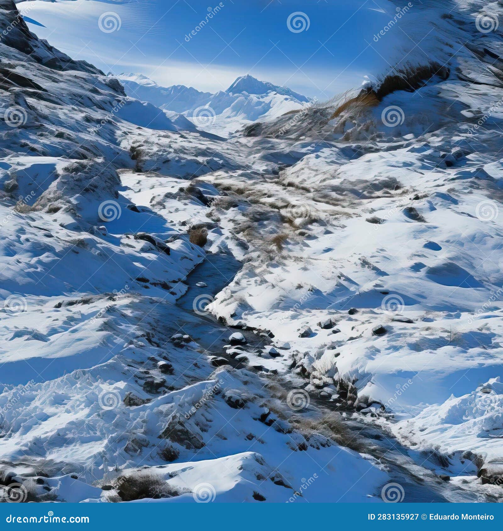 Exquisite Snowy Landscape with a Flowing Stream (tiled Stock ...