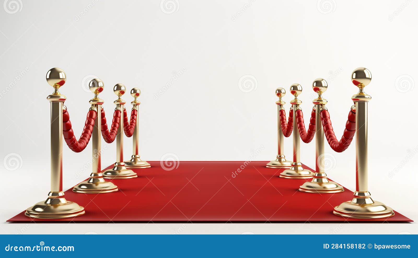 Exquisite VIP Experience: Red Carpet with Ropes and Poles on White ...