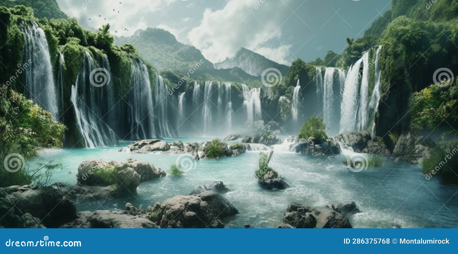 Exquisite Waterfalls and Rivers Background Stock Illustration ...