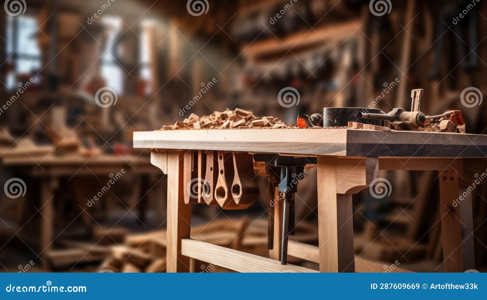 Exquisite Woodworking: Masterful Carving of a Wooden Table in a Rustic ...