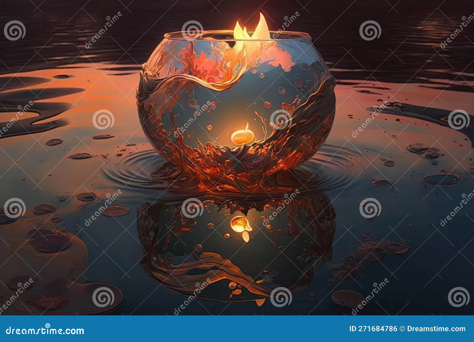 Exquisitely Chic Firelight Reflected in the Water Stock Illustration ...
