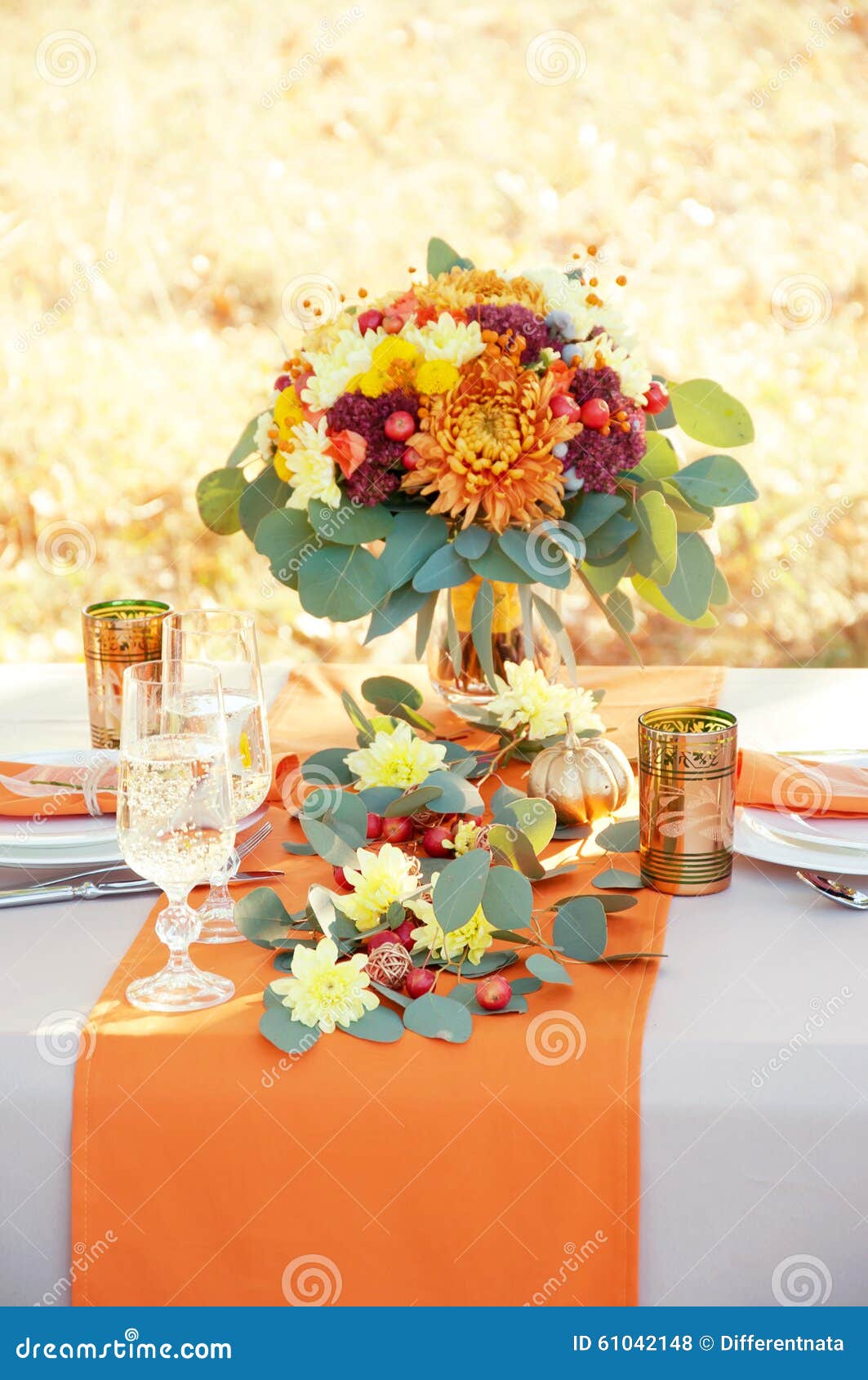 Exquisitely Decorated Table for Two. Autumn Themed Table Setting Stock ...
