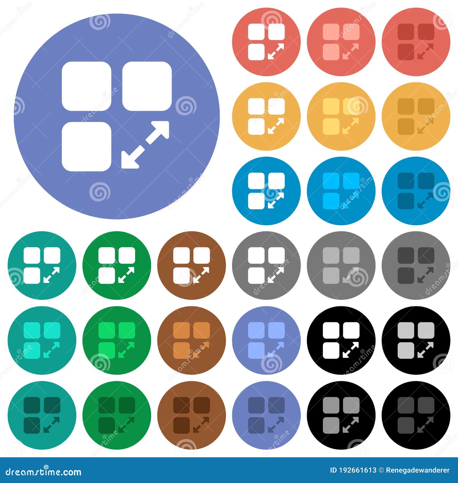 Extend Component Round Flat Multi Colored Icons Stock Vector ...