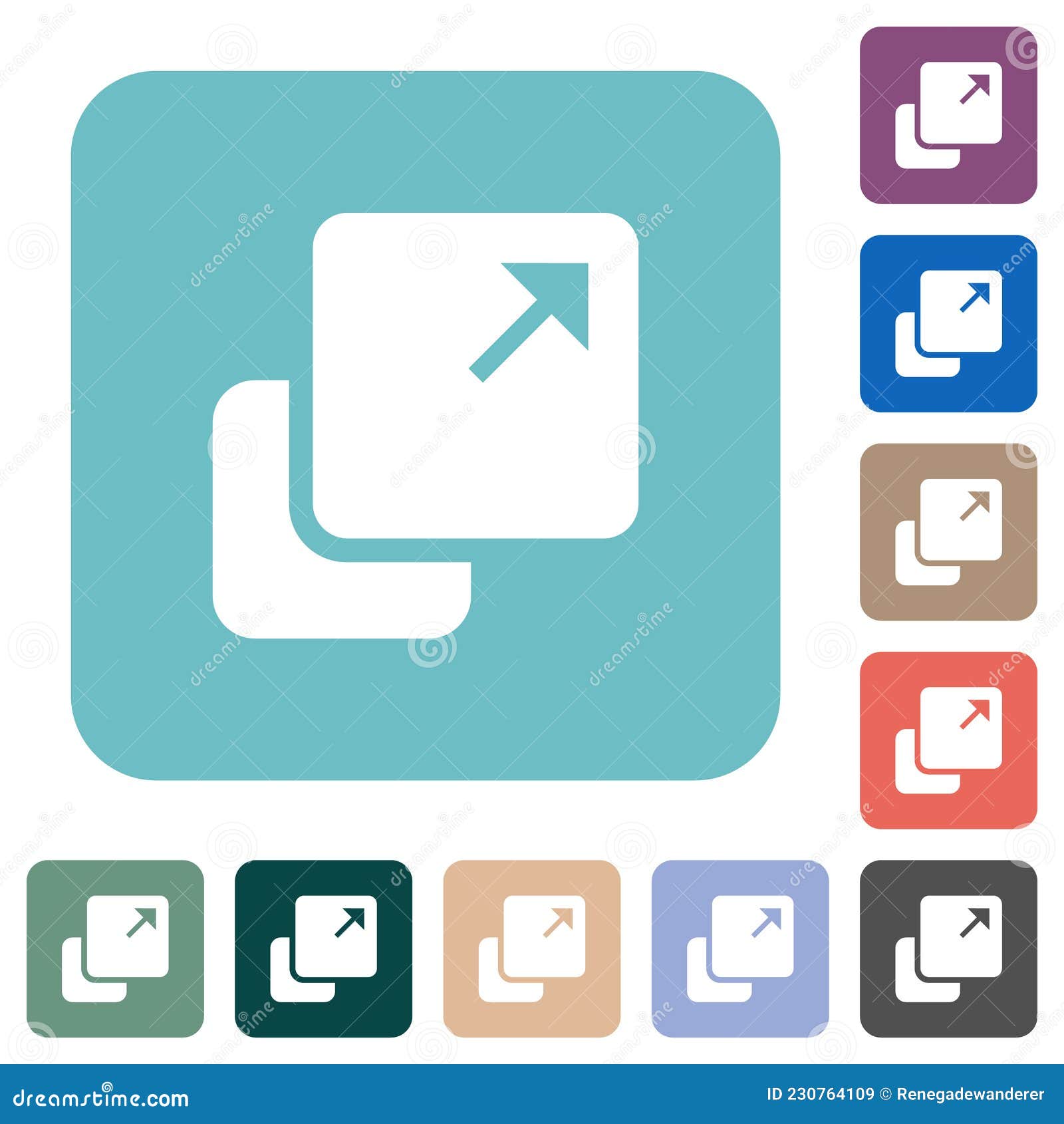 Extend Element Solid Rounded Square Flat Icons Stock Vector ...