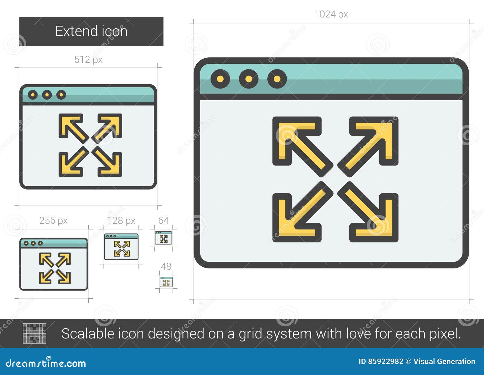Extend line icon. stock vector. Illustration of interface - 85922982