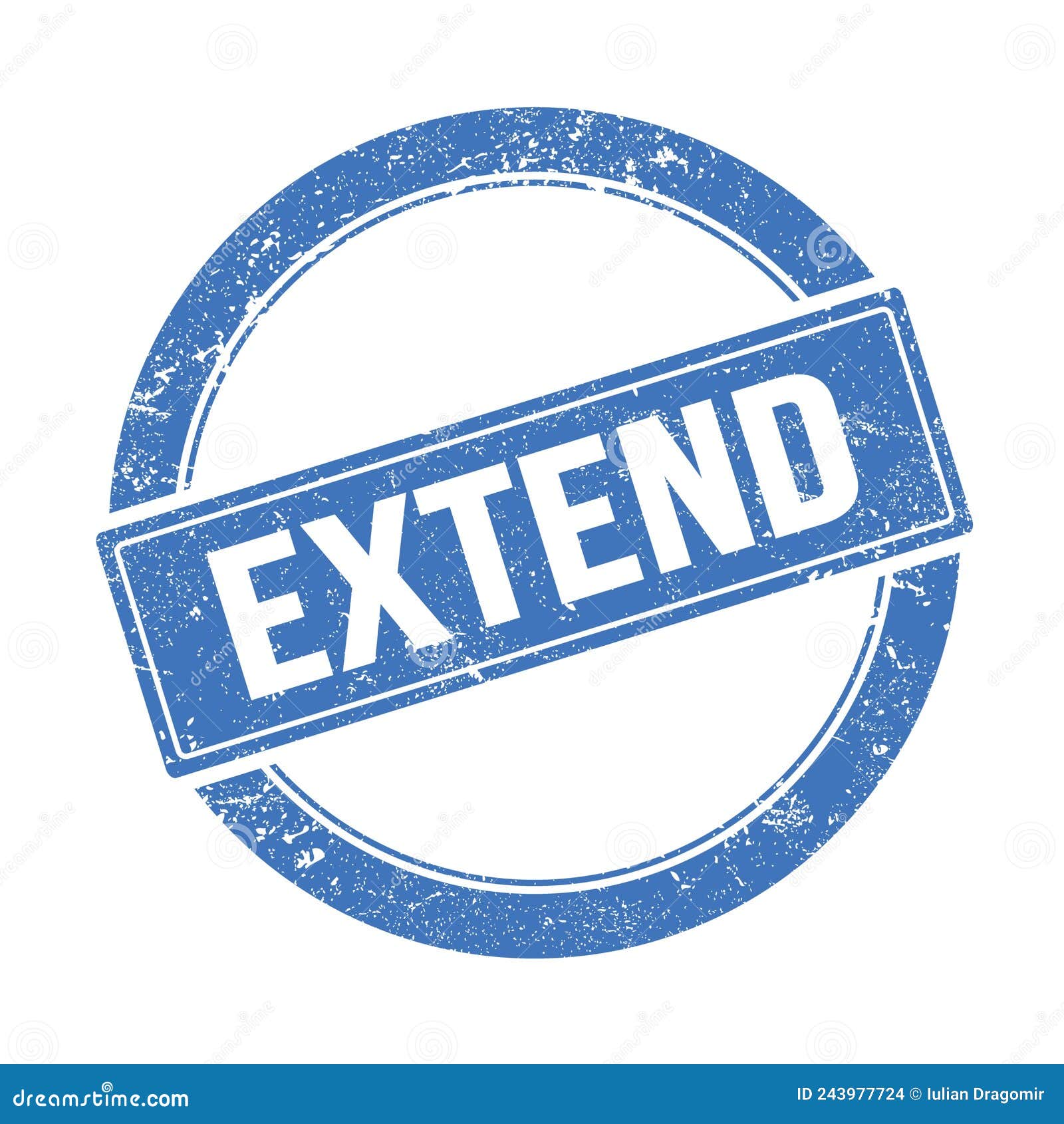EXTEND Text on Blue Grungy Round Stamp Stock Illustration ...