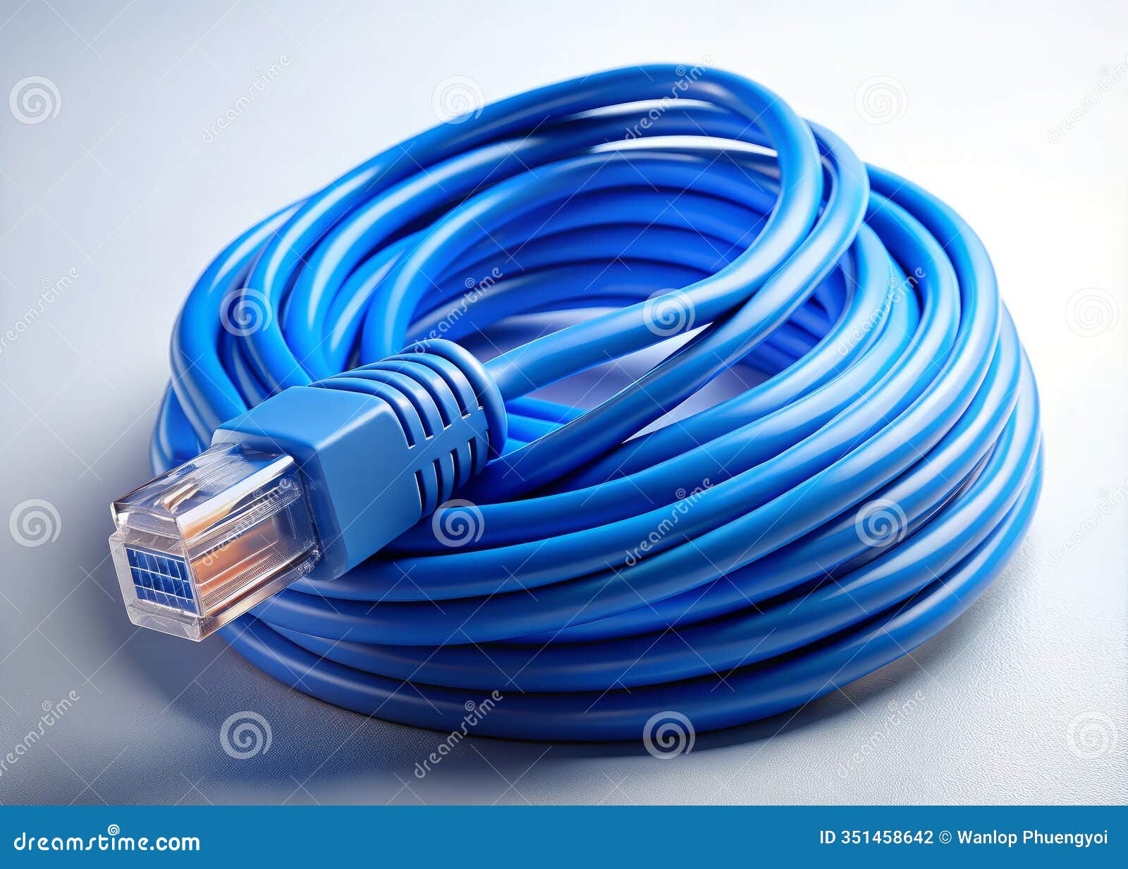 Red Cord Ethernet Cable With Connector Rj45 On A White Background. 3d ...