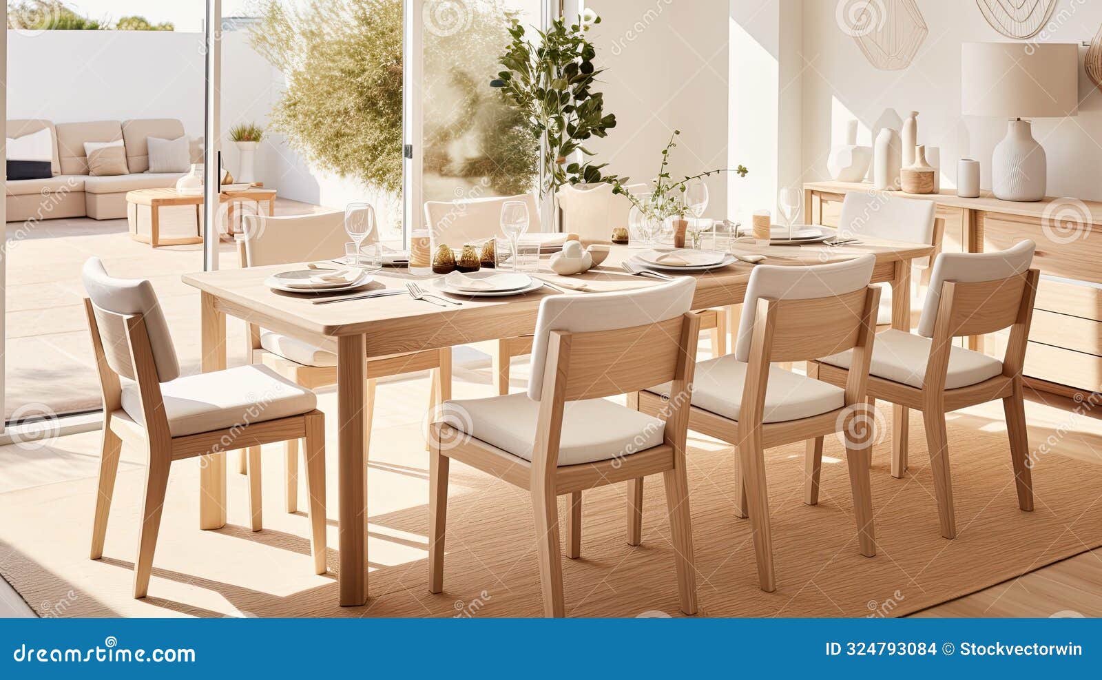 Extendable Light Wood Table Stock Illustration - Illustration of table ...