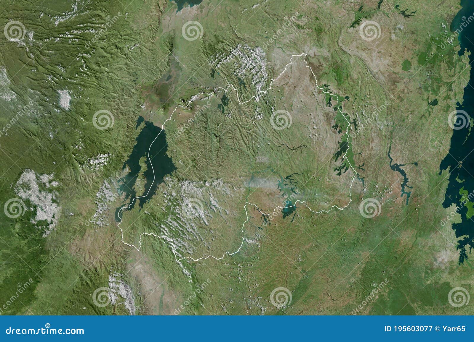 Rwanda outlined. Satellite stock illustration. Illustration of profile ...