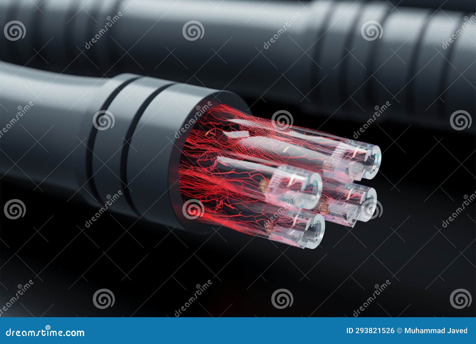 Extended Core Cable Product Depicted in 3D Rendering with Lightning ...