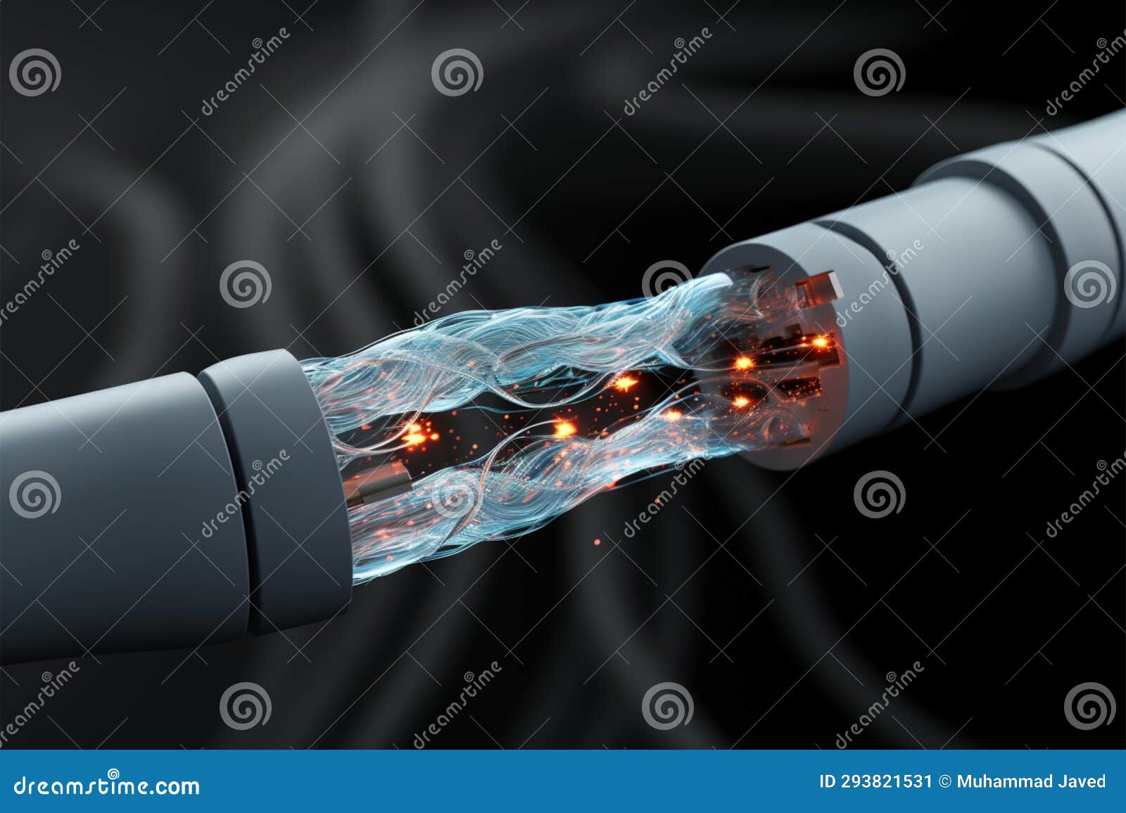 Extended Core Cable Product Depicted in 3D Rendering with Lightning ...