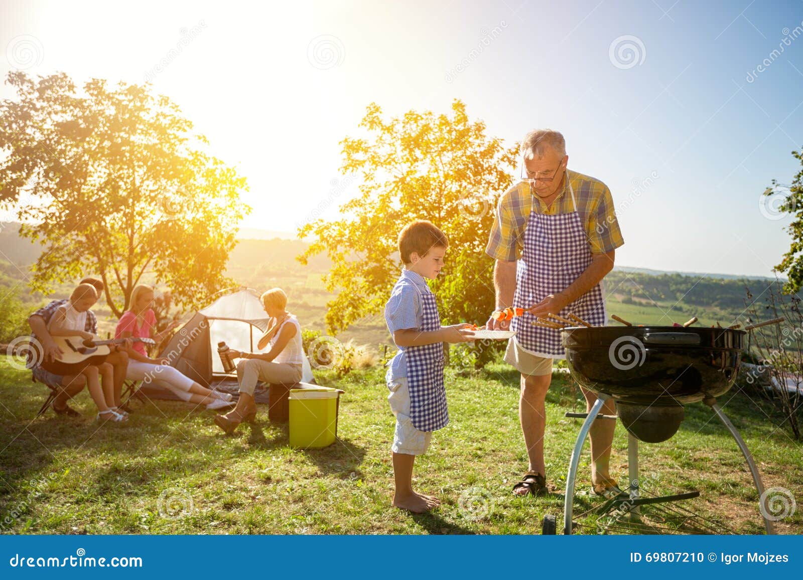 Extended Family Cooking Barbecue Stock Photo - Image of dinner, holiday ...