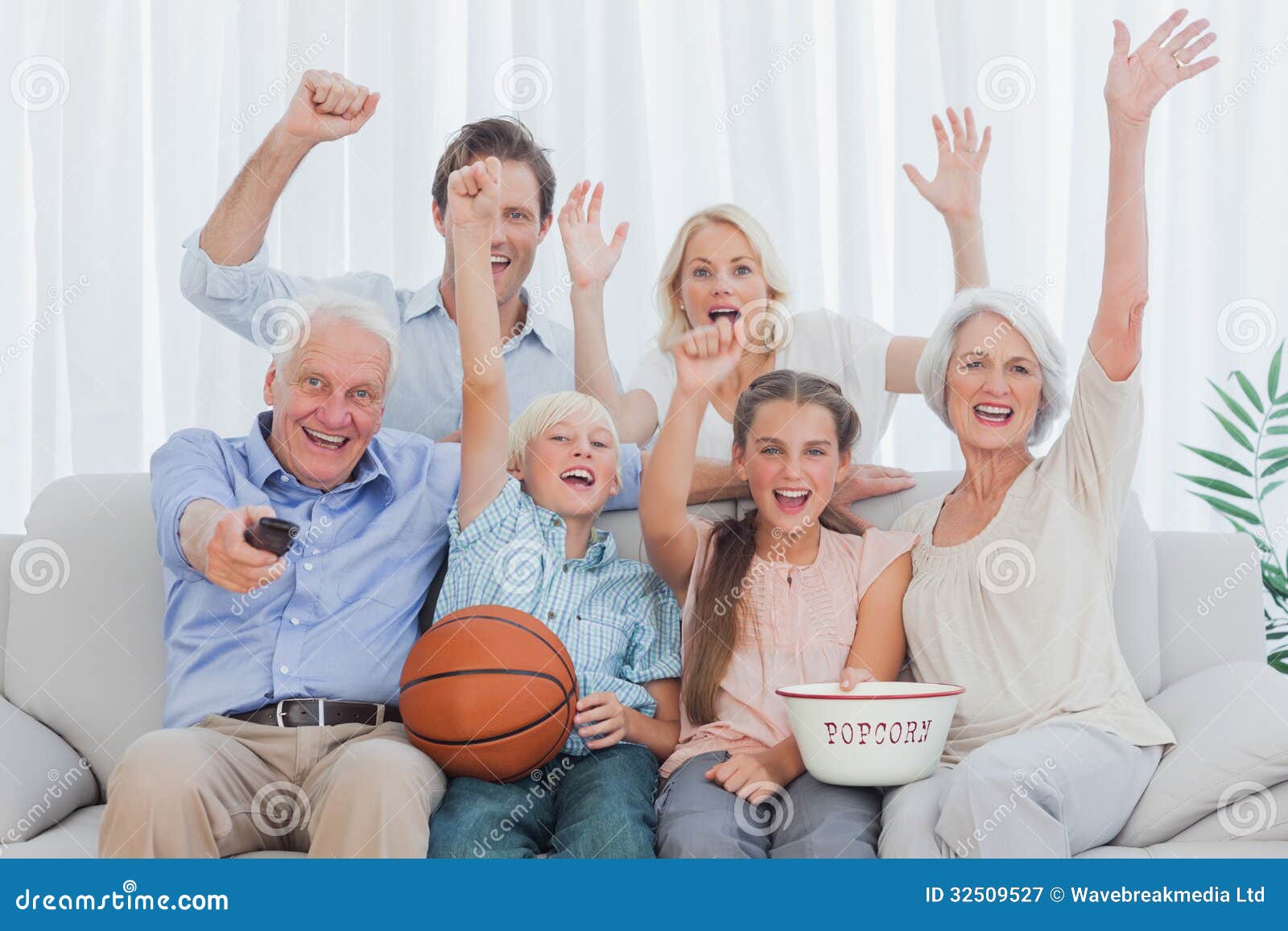 Extended Family Watching the Tv Stock Image - Image of granddad ...