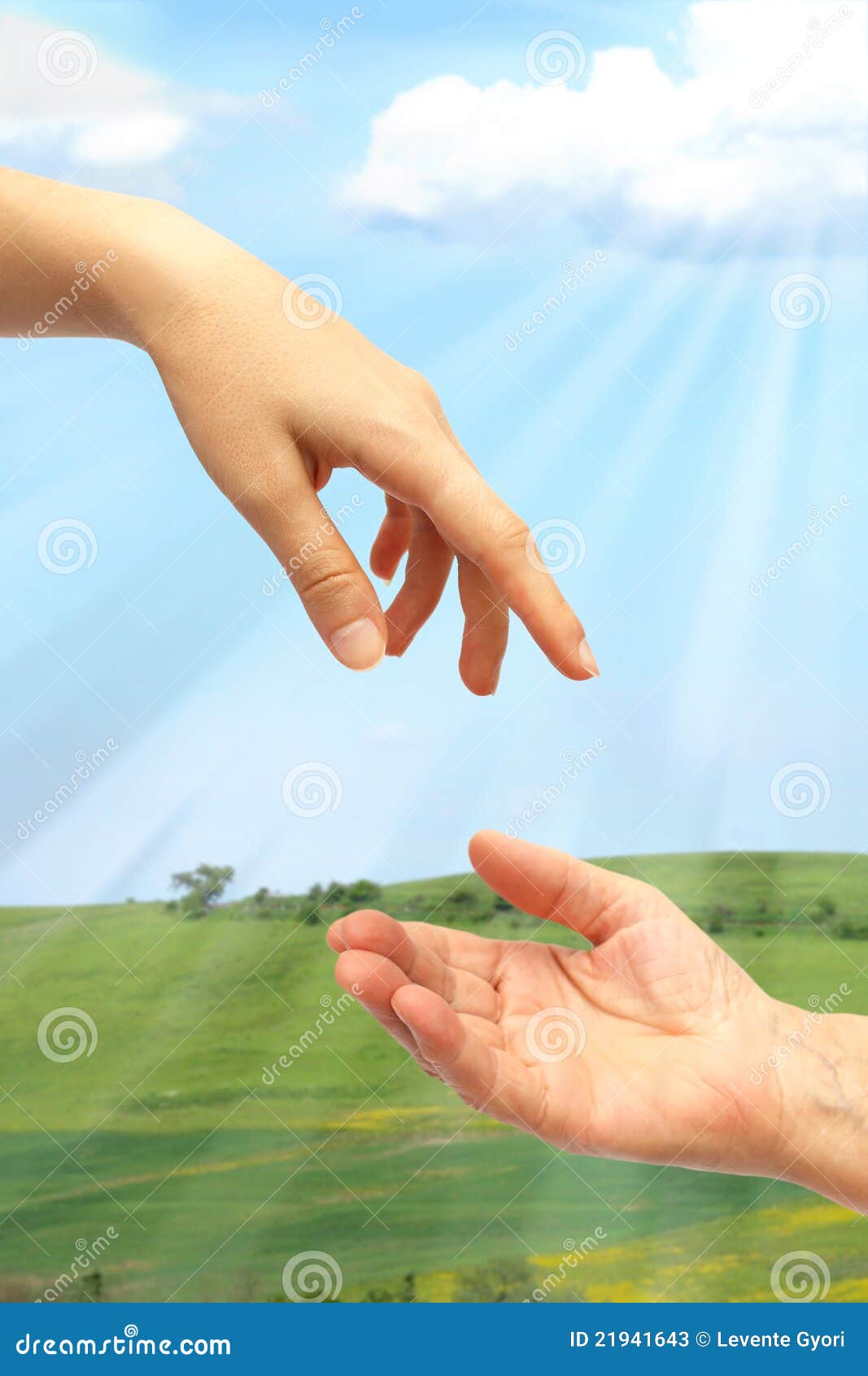 Extended Hand for Help in Nature Stock Image - Image of friendship ...