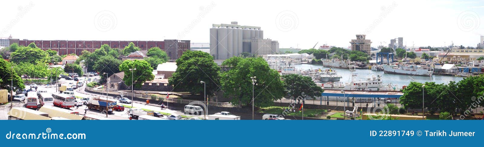 Extended Panoramic View of Port Louis Harbour Zone Stock Image - Image ...