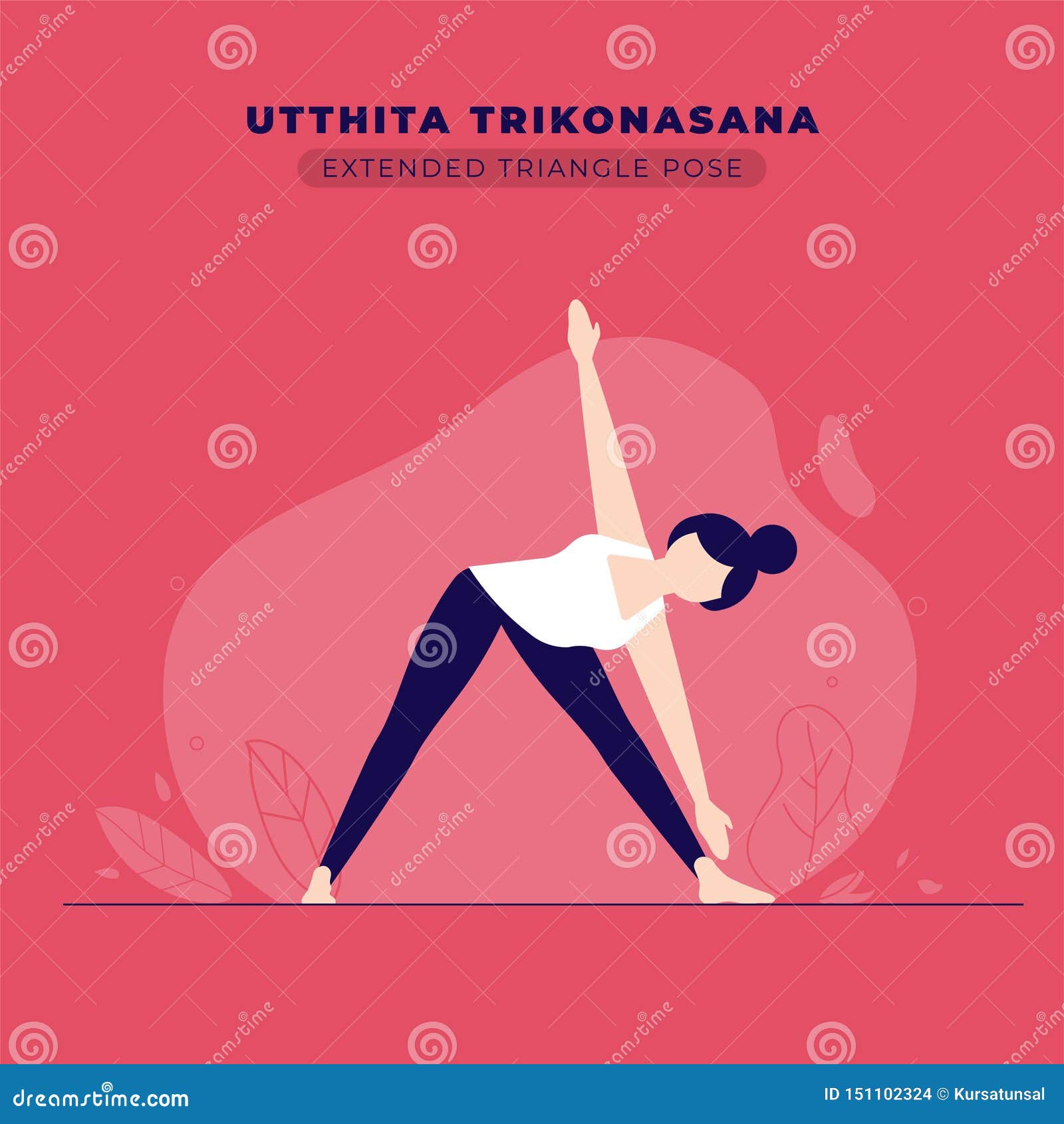 Extended Triangle Yoga Pose Illustration Stock Vector - Illustration of ...