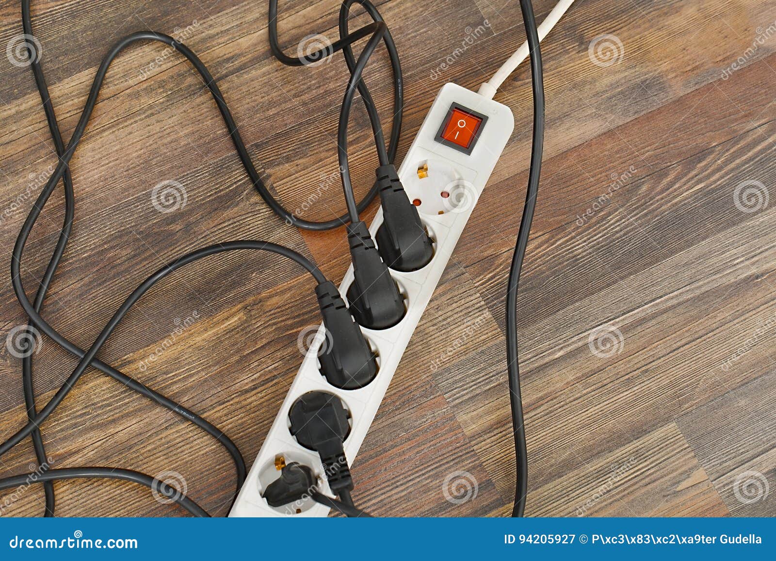 Extension block and cables stock image. Image of indoor - 94205927