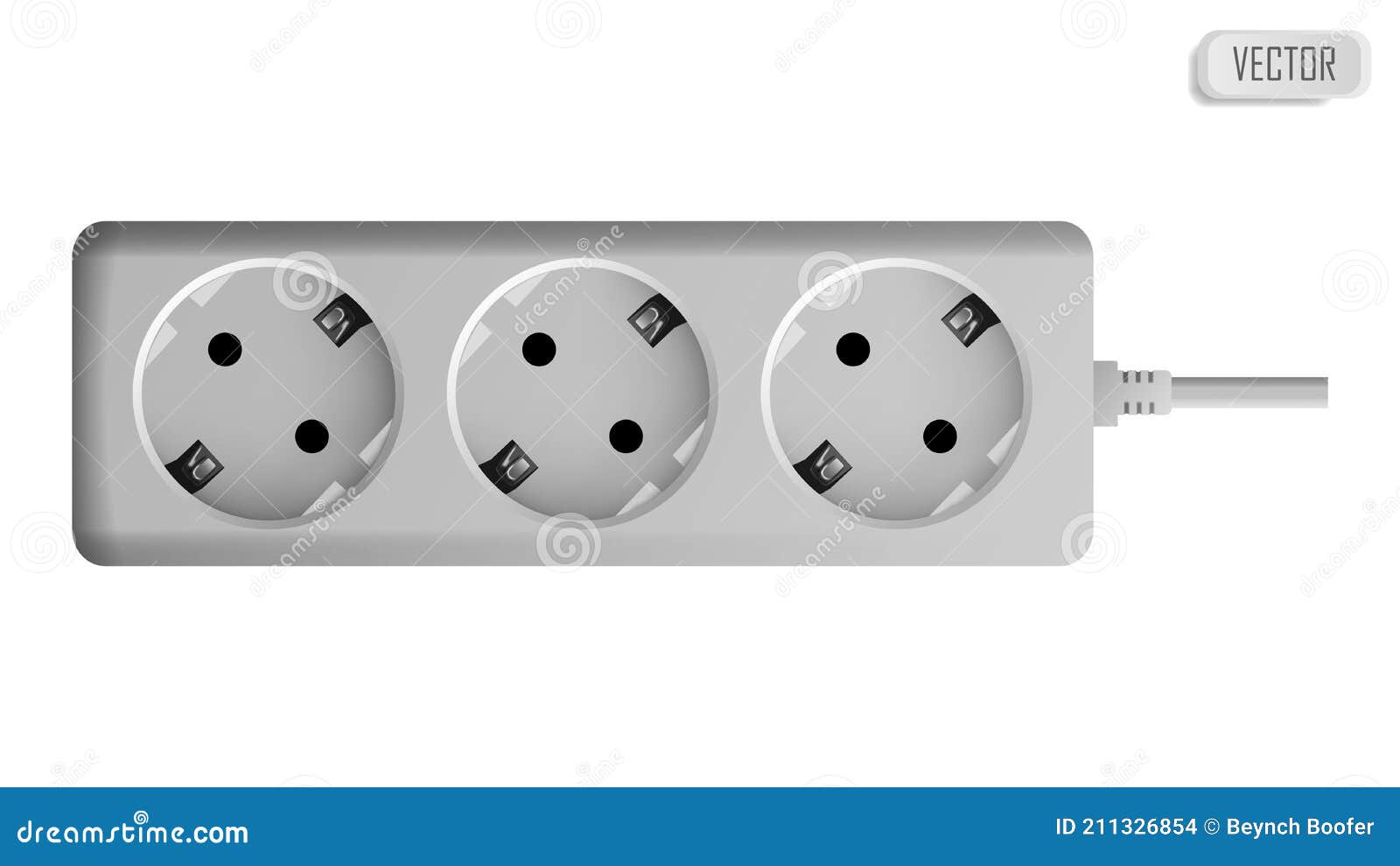 Triple Power Socket With Plug Vector Illustration | CartoonDealer.com ...