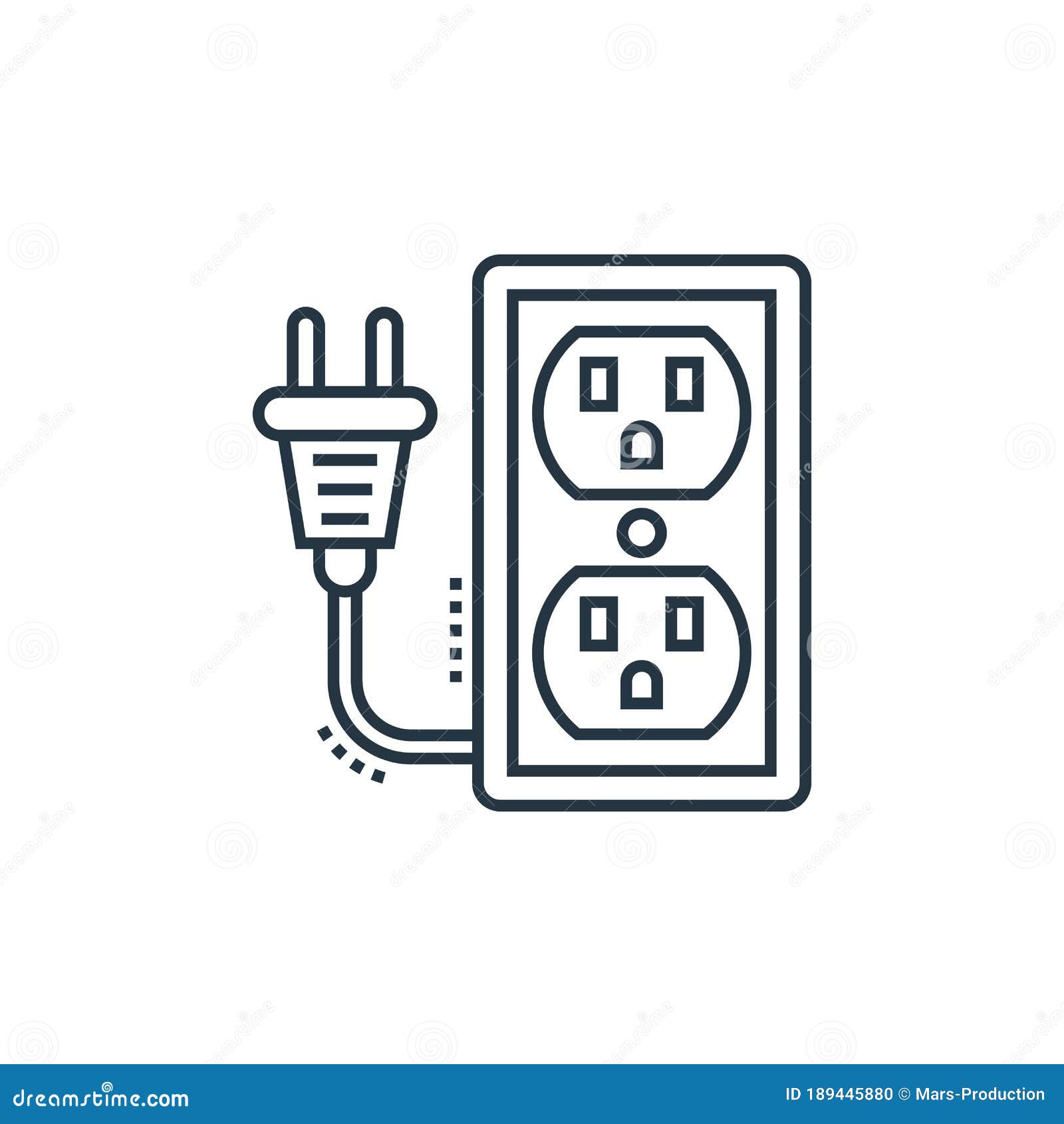 Extension Cord Vector Icon Isolated on White Background. Outline, Thin ...
