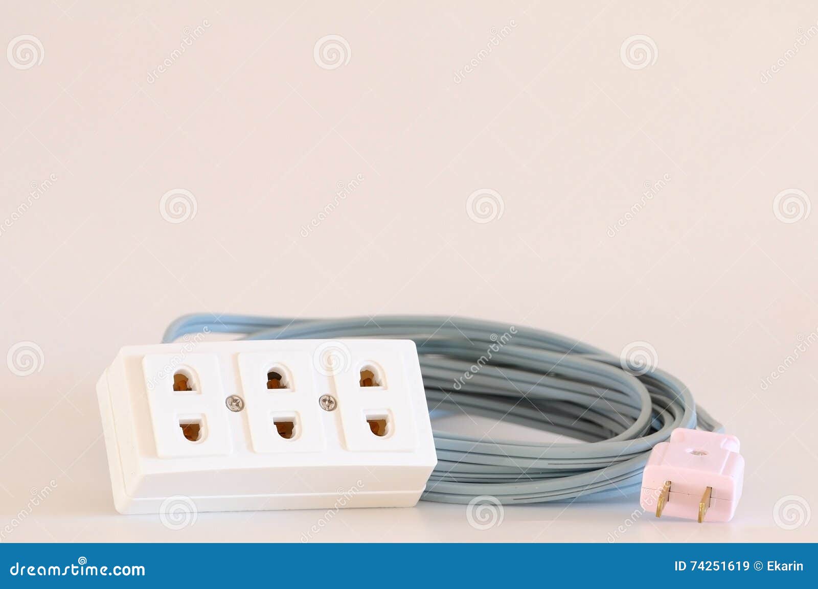 Extension Plug with Long Cable Stock Image - Image of black, wire: 74251619
