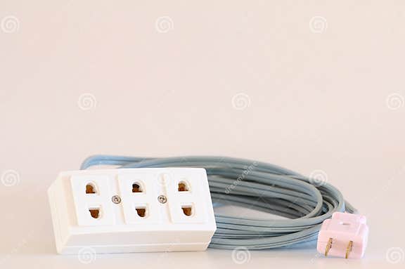 Extension Plug with Long Cable Stock Image - Image of black, wire: 74251619