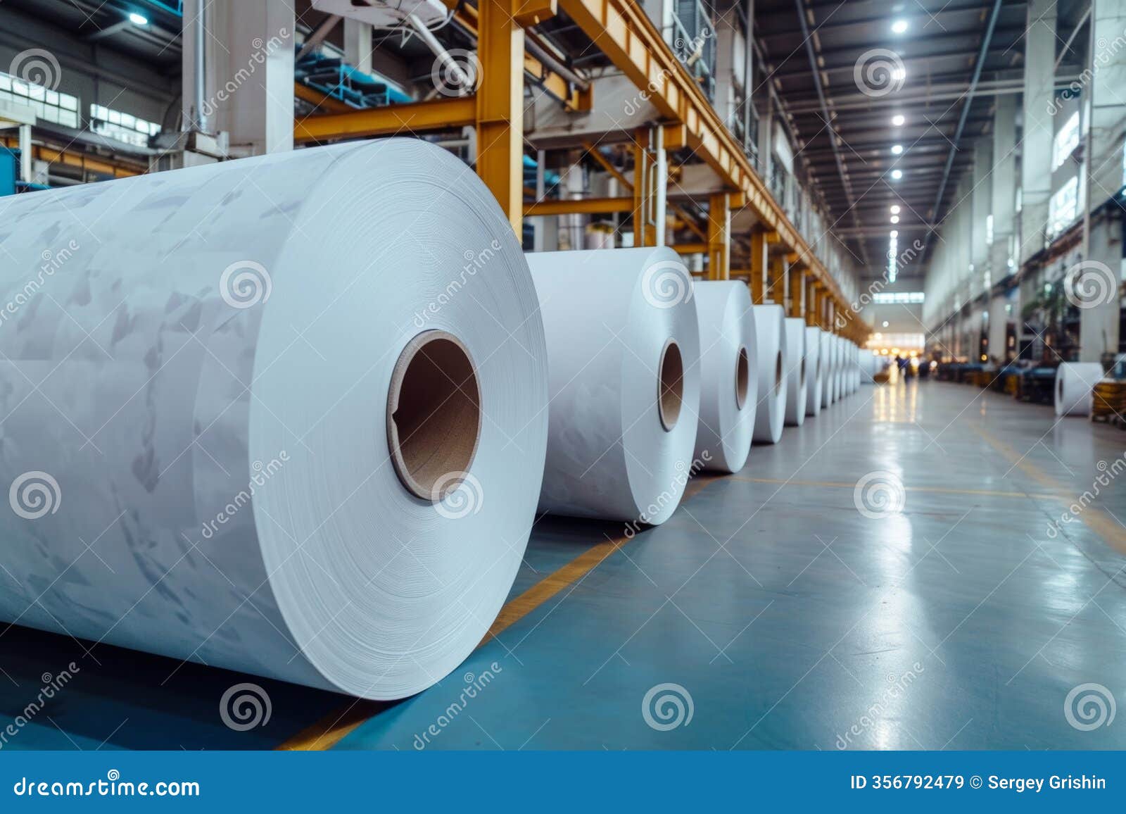 An Extensive Array of Large Rolls of Finished Paper is Displayed within ...