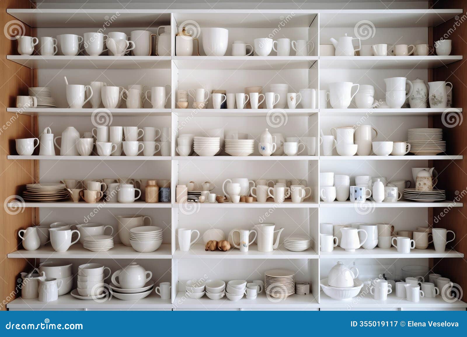 Extensive Collection of Assorted Mugs on Shelves Stock Image - Image of ...