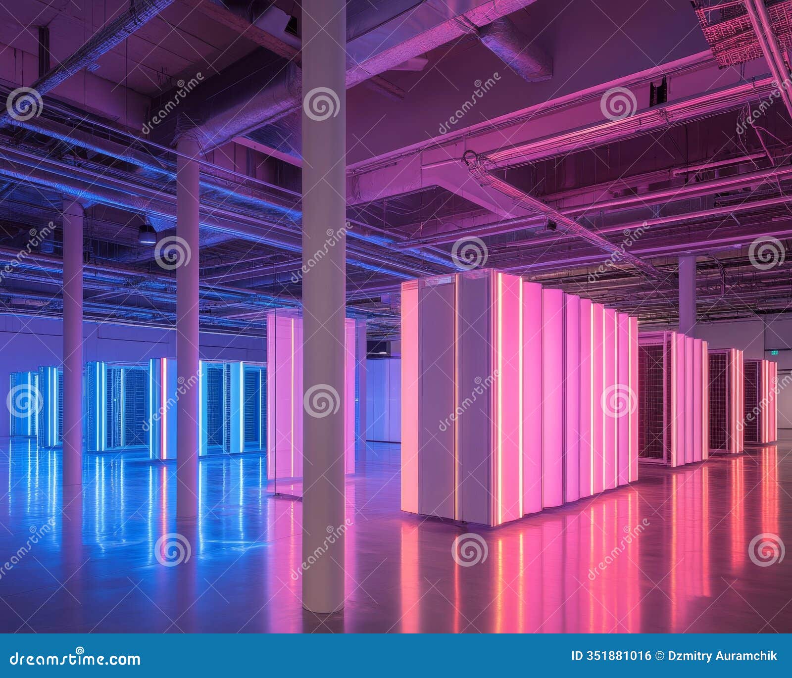 An Extensive Data Center Filled with Glowing Cables, Emblematic of the ...