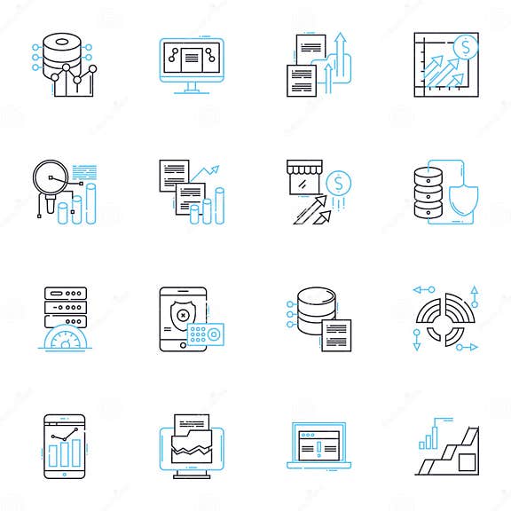 Extensive Data Linear Icons Set. Analytics, Insights, Big Data, Metrics ...