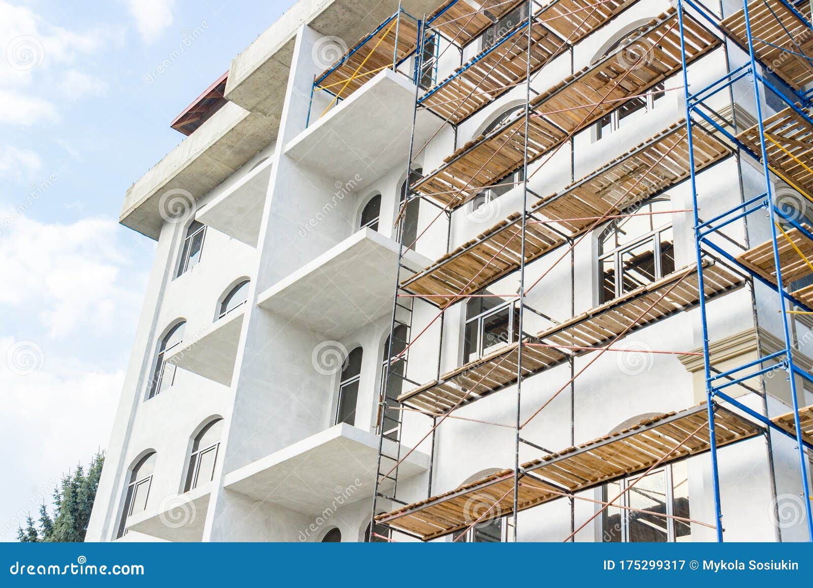 Extensive Scaffolding for Building a New House. Constraction of ...