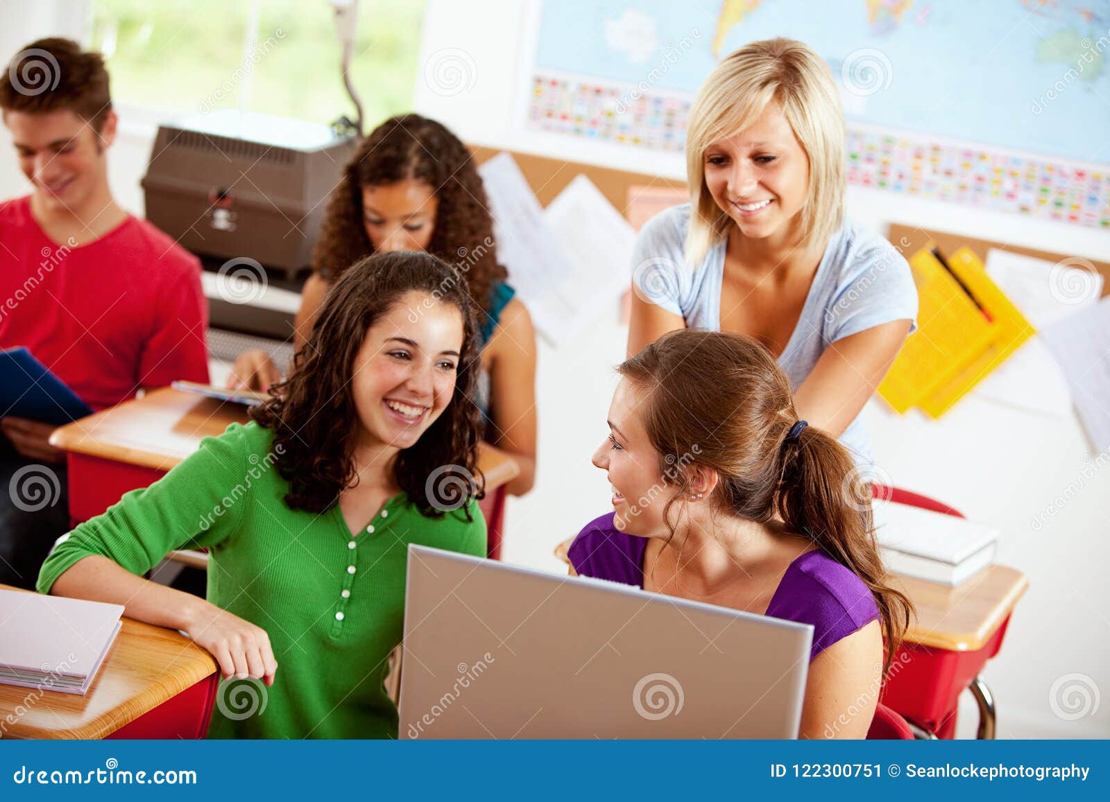 Students: Teens Working Together on School Project Stock Image - Image ...