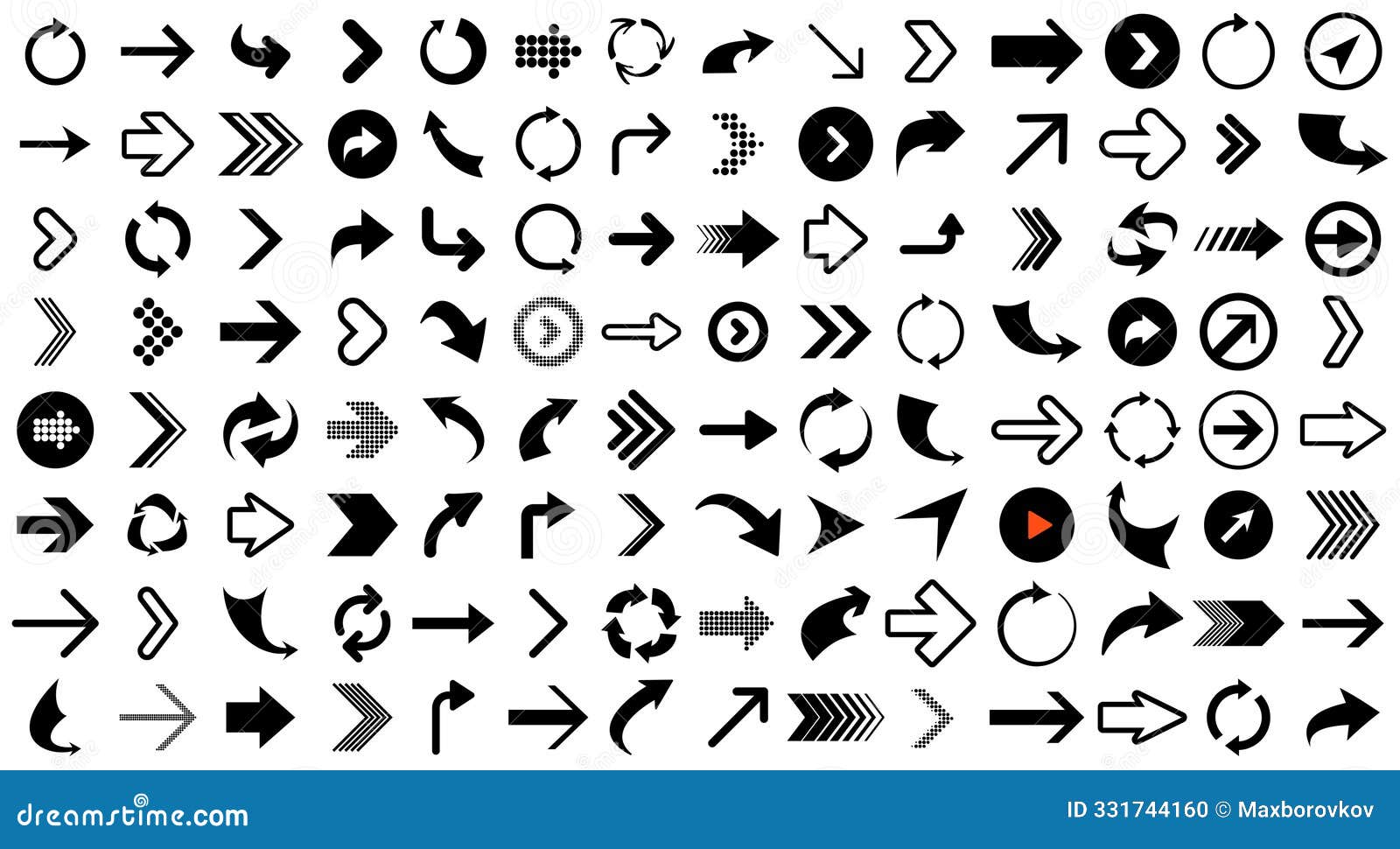 Extensive Set of Black Arrow Icons in Various Directions and Designs ...