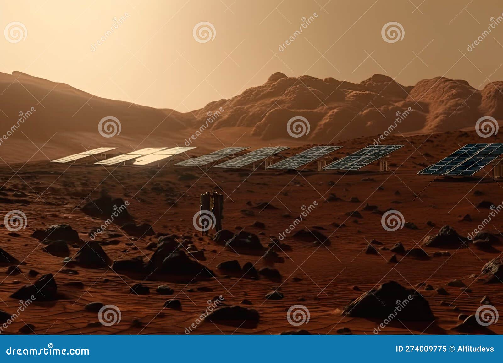 Extensive Solar Panel Farm on the Surface of Mars, Providing Clean ...