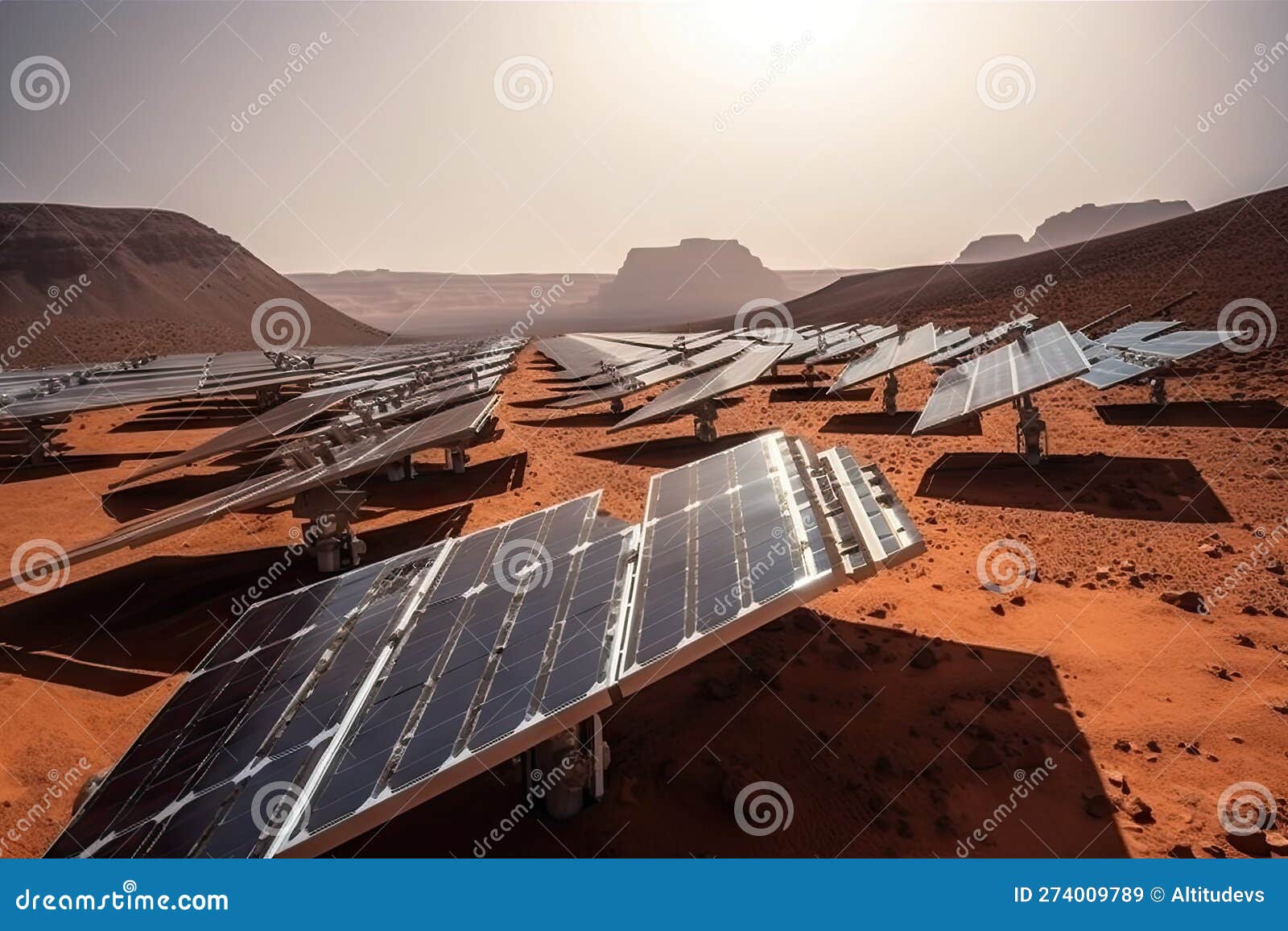 Extensive Solar Panel Farm on the Surface of Mars, Providing Clean ...