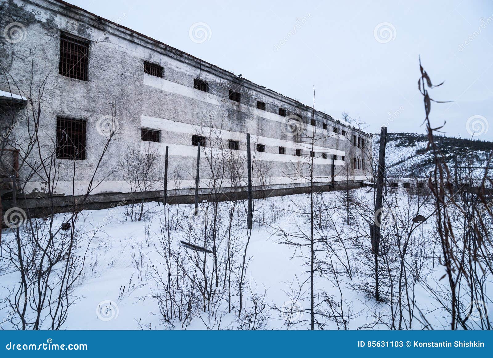Exterior Of Prison Cell Block With Overgrown Yard Stock Image ...