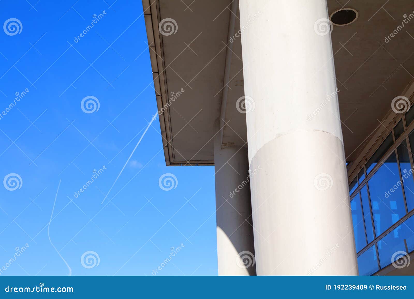 Exterior Columns of the Building Stock Image - Image of blue, factory ...